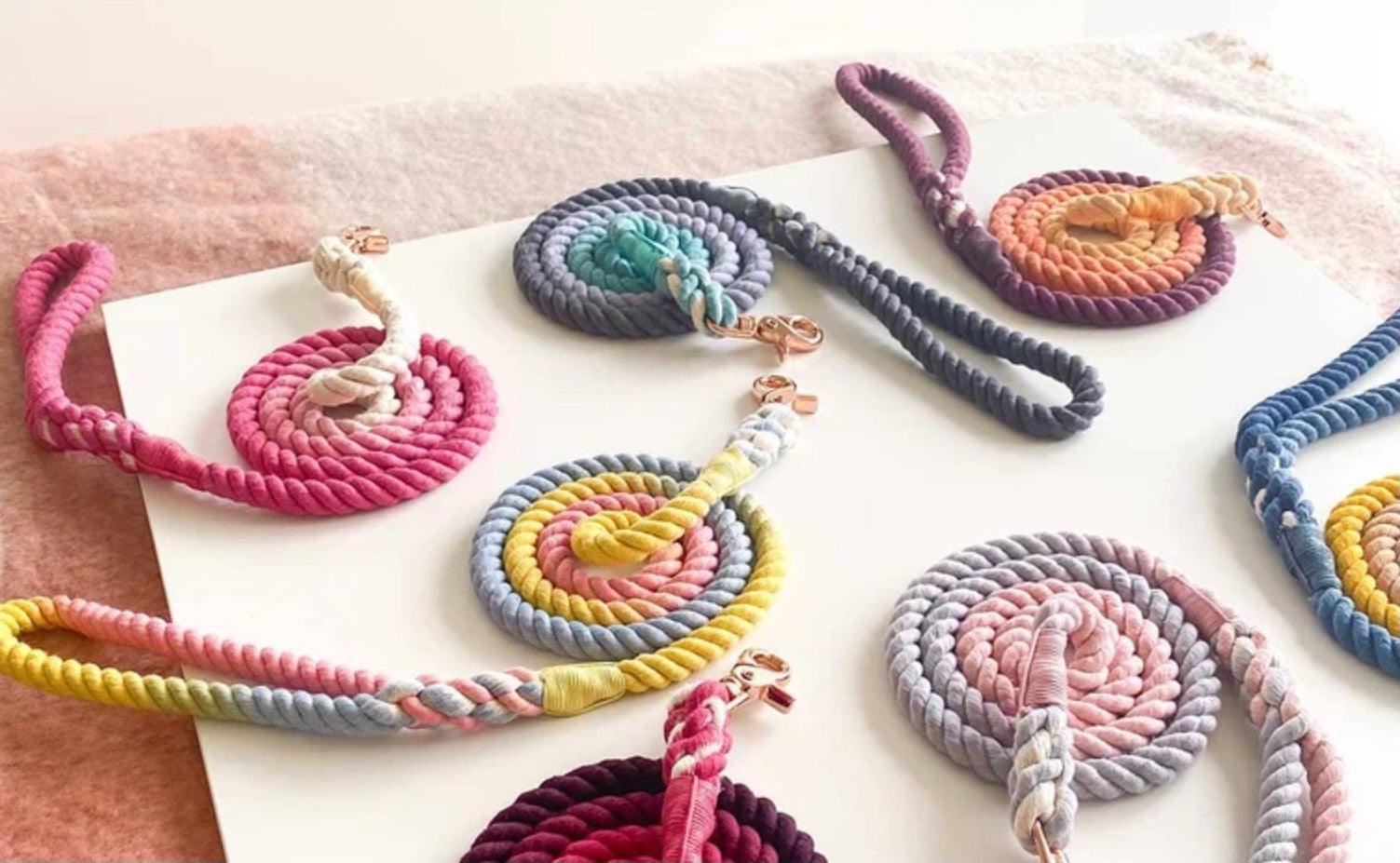 Stylish and Strong: Rope Leashes for Dogs in Various Colors and Sizes!